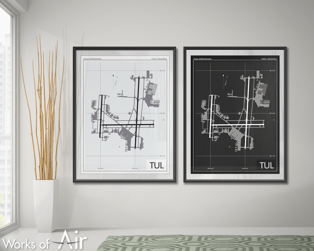 Tulsa International Airport Art Print TUL Airport Map Poster - Etsy