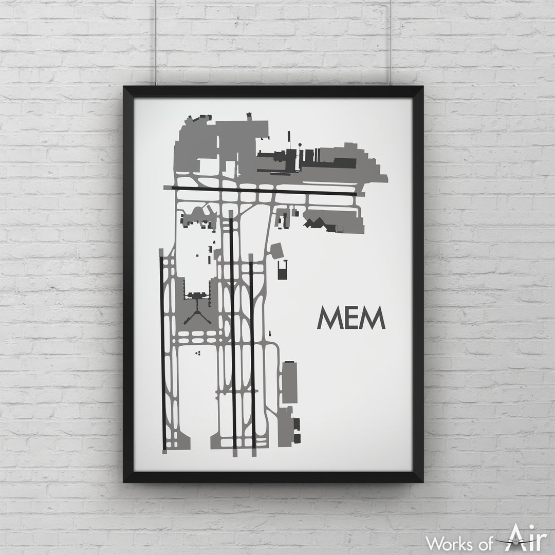 Memphis International Minimal Airport Art Print, MEM Airport Map Poster ...