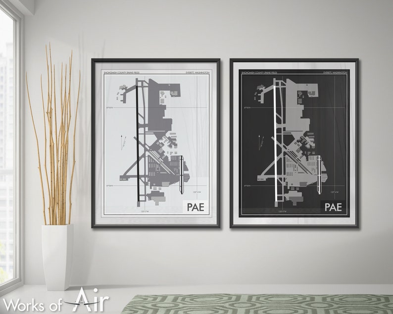 Paine Field Art Print PAE Airport Map Poster Aviation Decor - Etsy