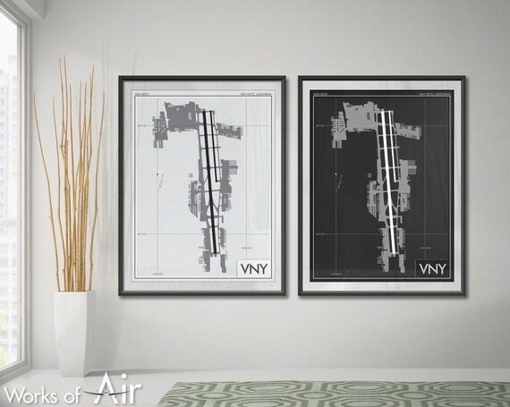 Van Nuys Airport Art Print VNY Airport Map Poster Aviation - Etsy