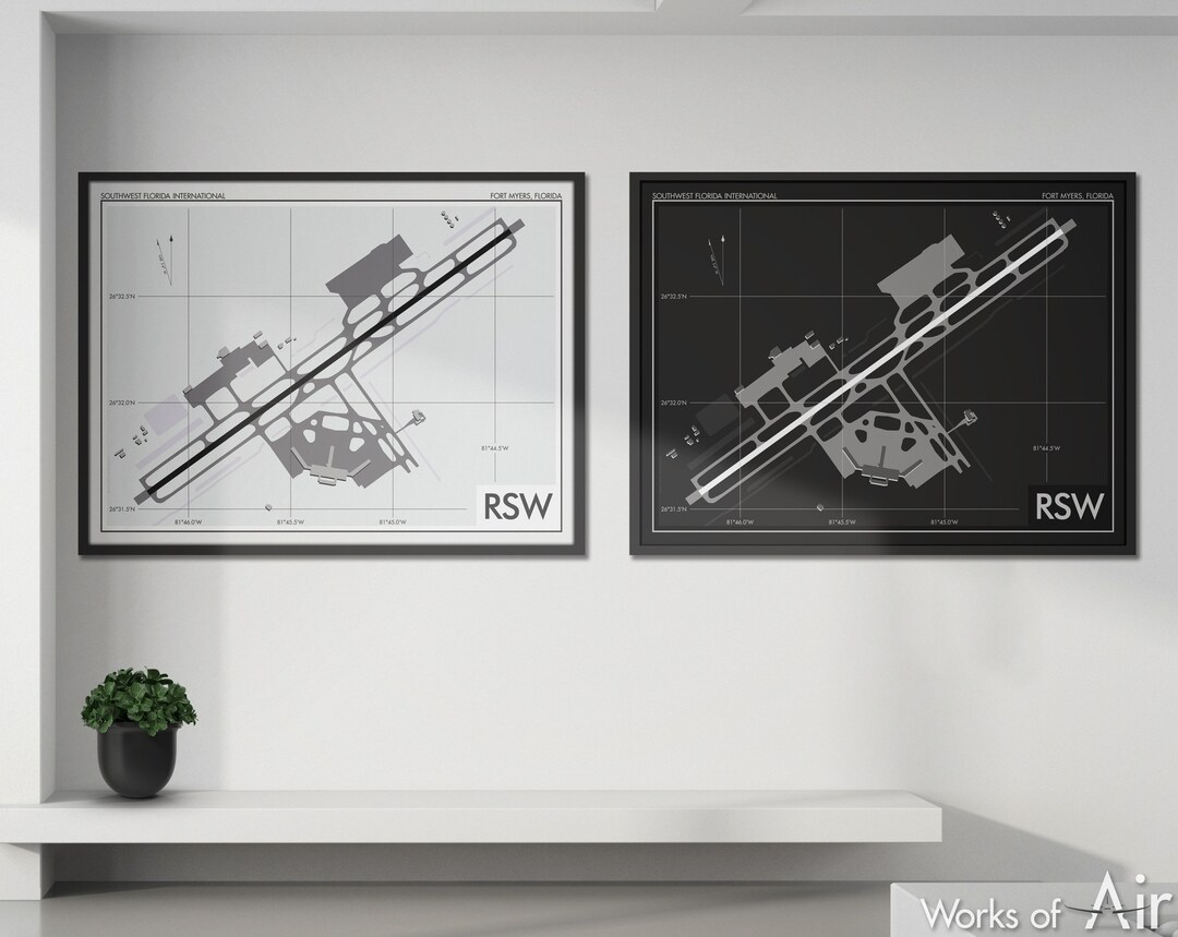 Southwest Florida Intl Airport Art Print, RSW Airport Map Poster ...
