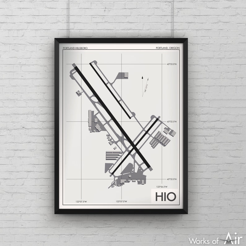 Hillsboro Airport Art Print HIO Airport Map Poster Aviation - Etsy