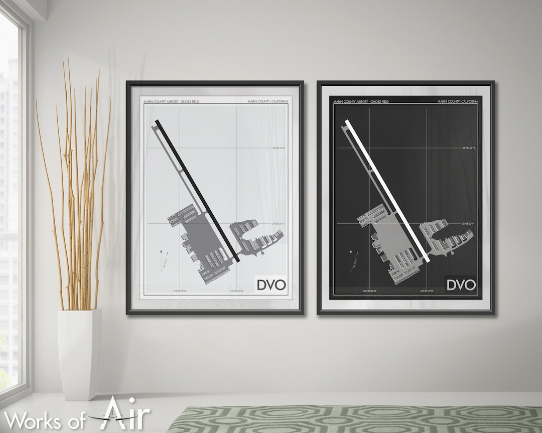 Marin County Gnoss Field Airport Art Print, DVO Airport Map Poster ...