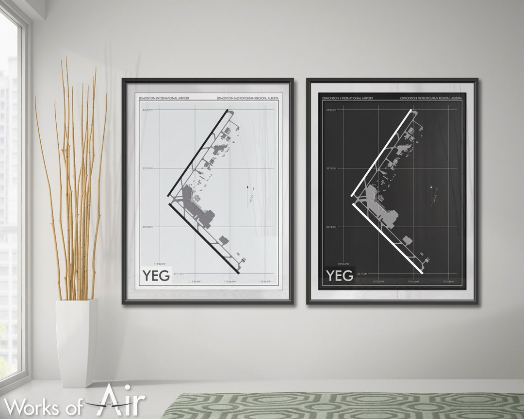 Edmonton International Airport Art Print, YEG Airport Map Poster ...