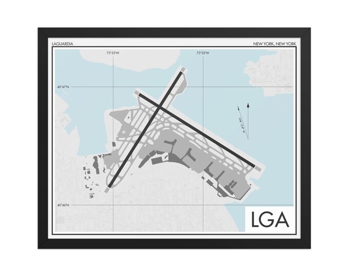 Laguardia Airport Art Print, LGA Airport Map Poster, Aviation Decor ...