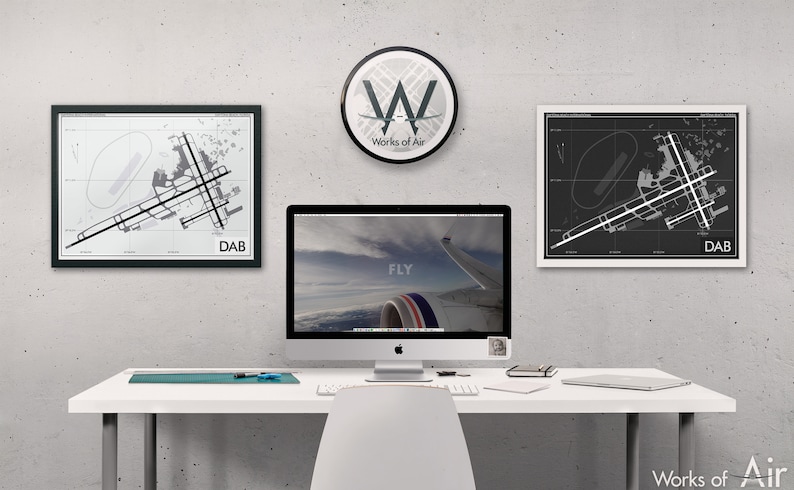 Embry Riddle Colors Daytona Airport Art Print, DAB Airport Map Poster ...