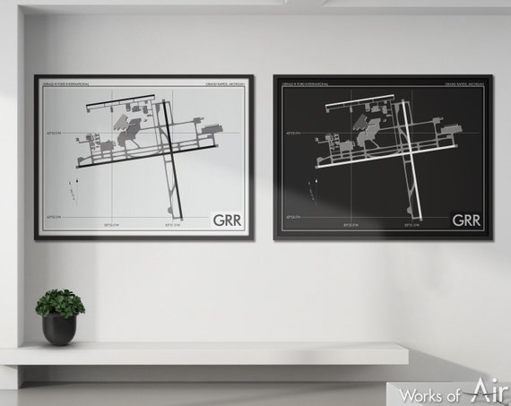 Gerald R Ford Intl Airport Art Print GRR Airport Map Poster - Etsy