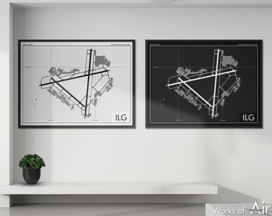 Wilmington Airport Art Print, ILG Airport Map Poster, Aviation Decor ...