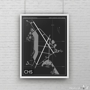 Charleston Air Force Base Art Print, CHS Airport Map Poster, Aviation ...