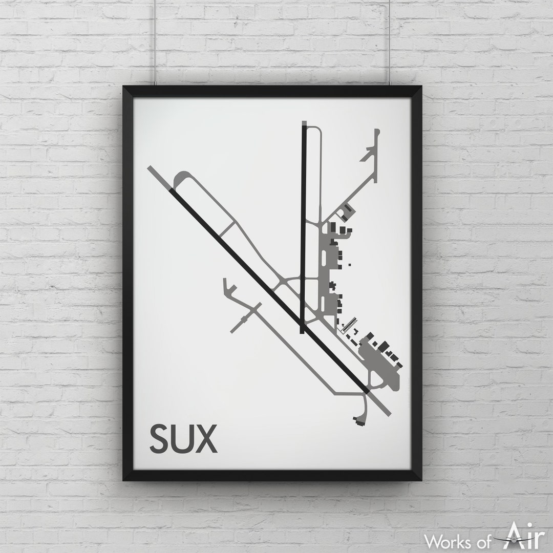 Sioux City Gateway Minimal Airport Art, SUX Airport Map Poster ...