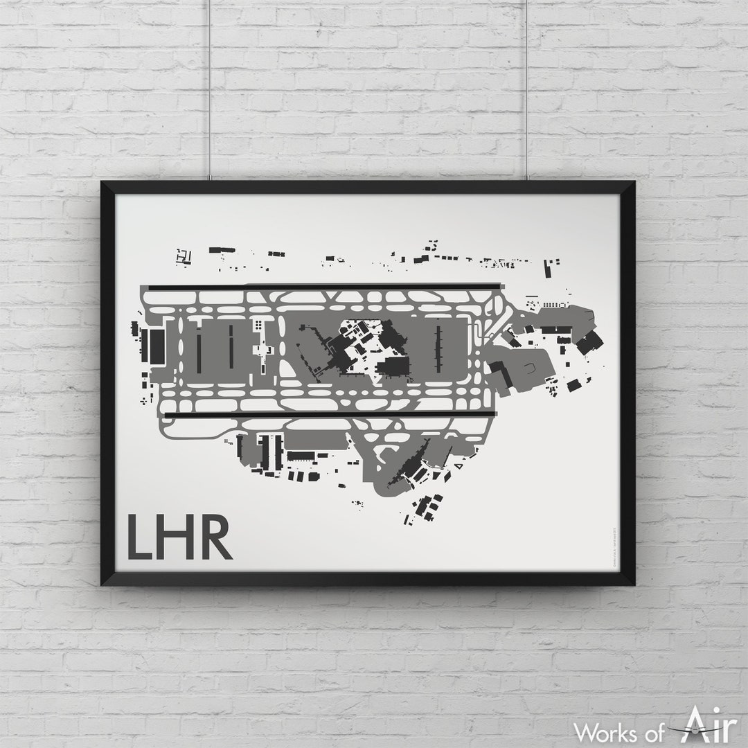 Heathrow Minimal Airport Art Print, LHR Map Poster, Aviation Decor ...