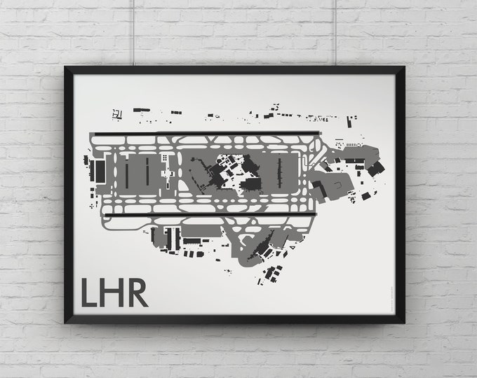 Heathrow Minimal Airport Art Print, LHR Map Poster, Aviation Decor ...