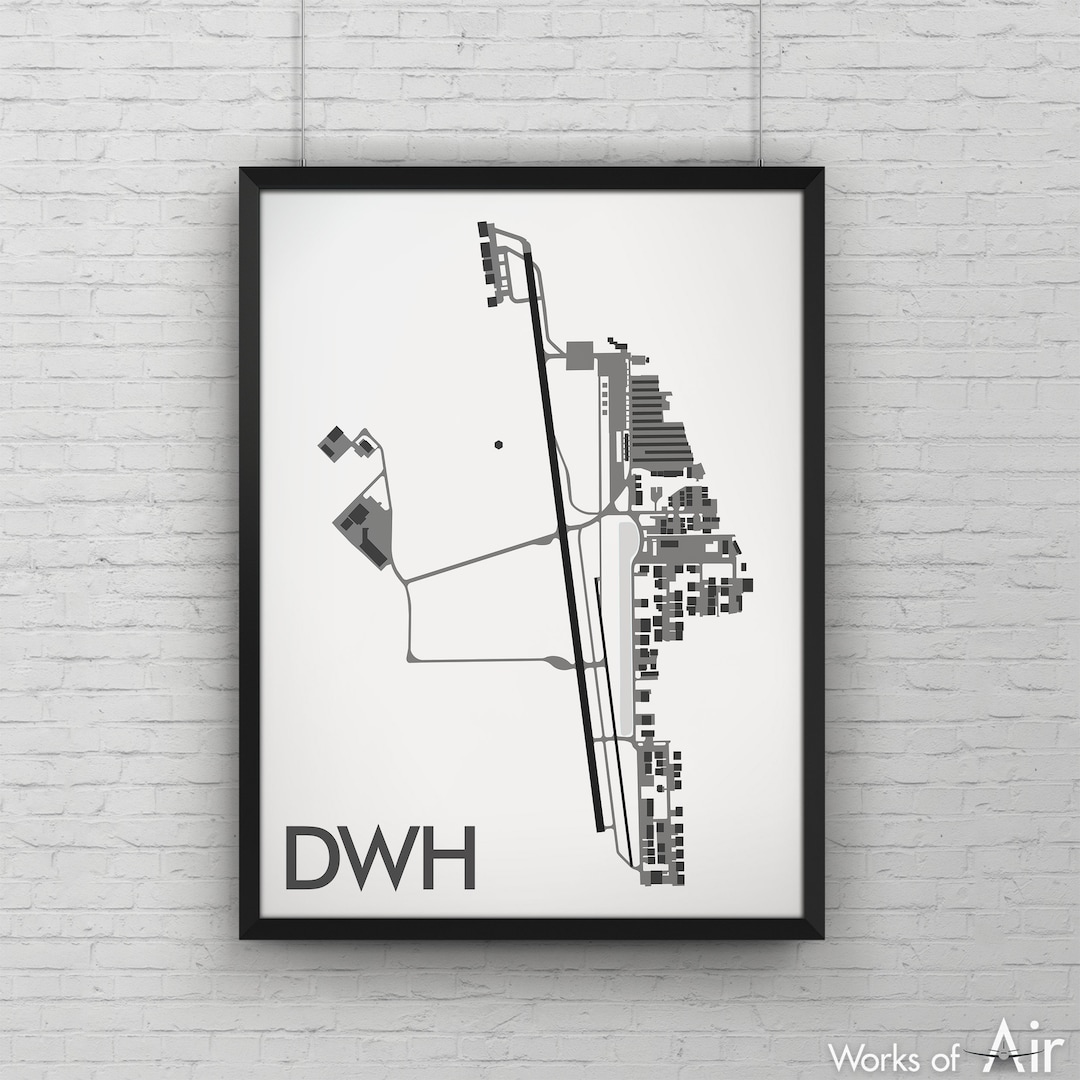 David Wayne Hooks Memorial Minimal Airport Art Print, DWH Airport Map Poster, Aviation Decor ...