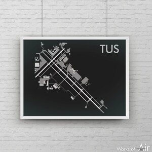 Tucson International Minimal Airport Art Print, TUS Airport Map Poster ...