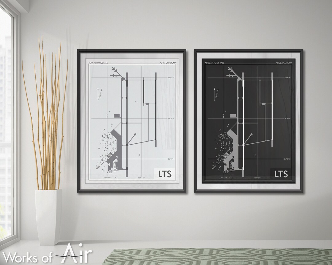 Altus Air Force Base Airport Art Print, LTS KLTS Airport Map Poster ...