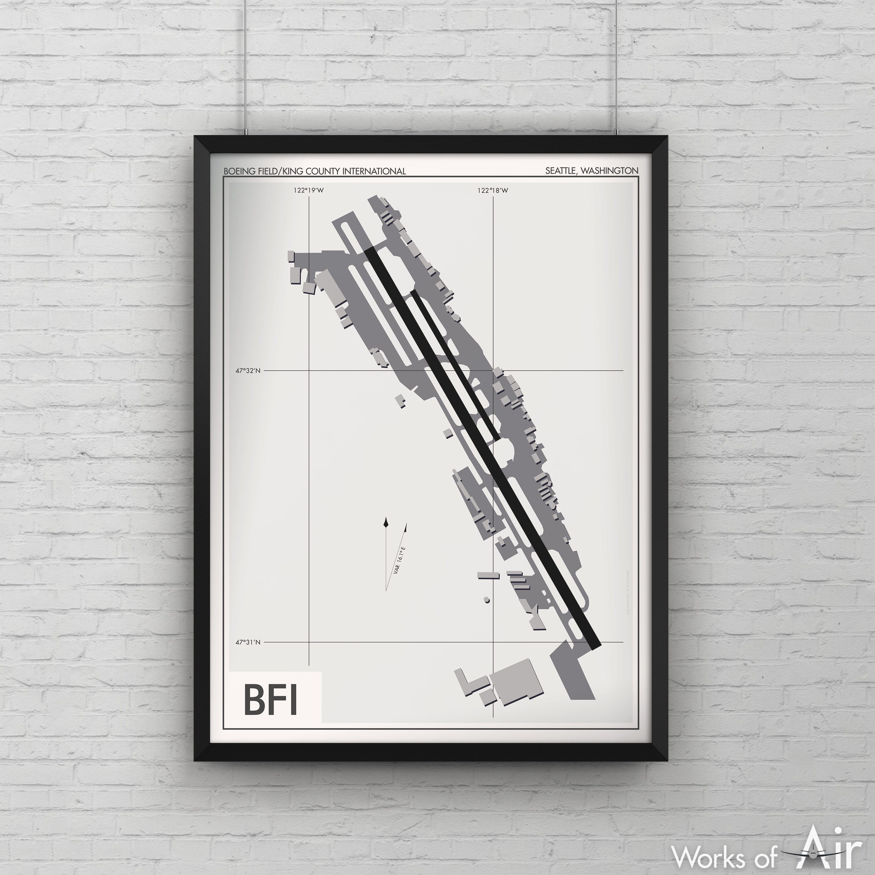 Boeing Field Airport Art Print BFI Airport Map Poster - Etsy UK