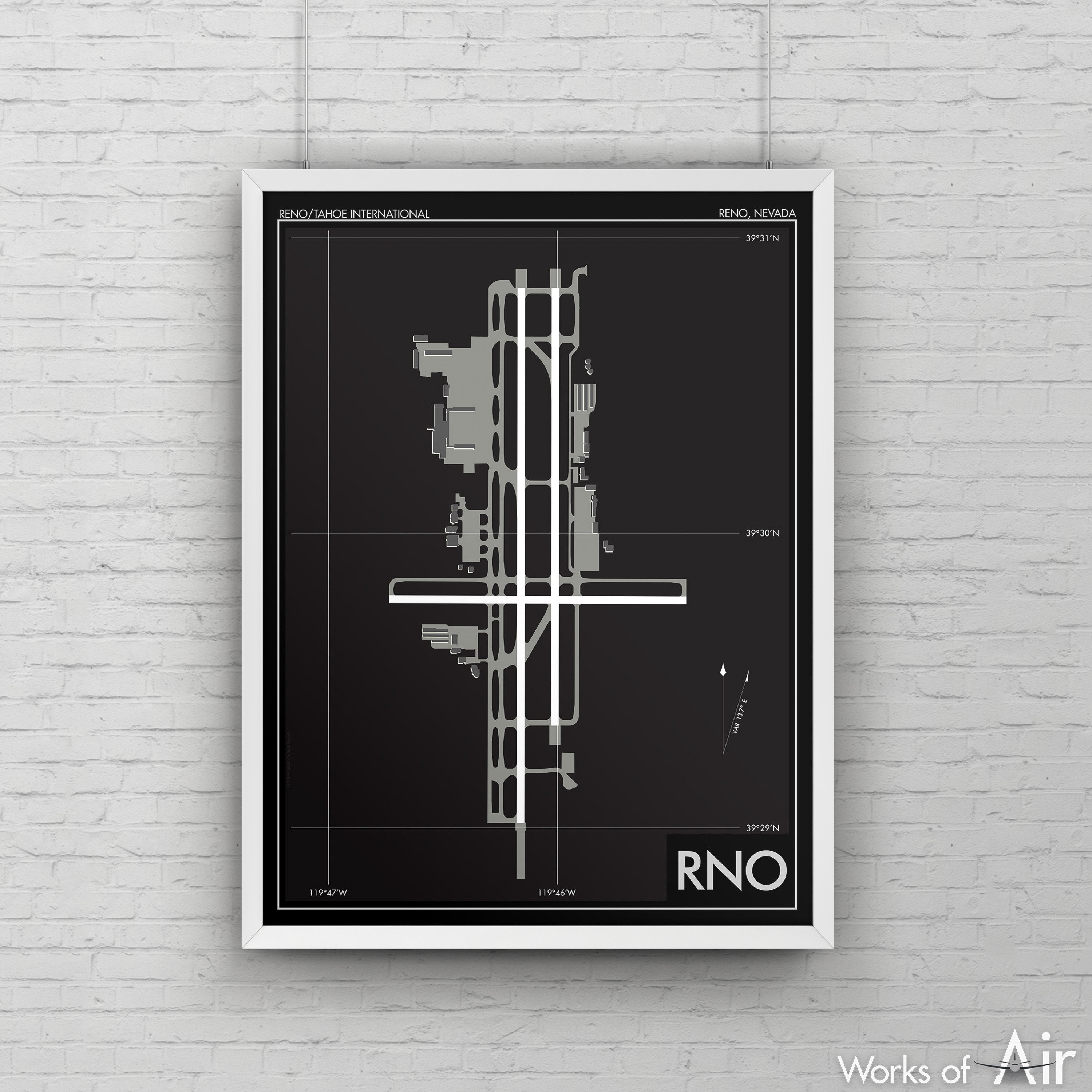Reno Tahoe International Airport Art Print RNO Airport Map - Etsy