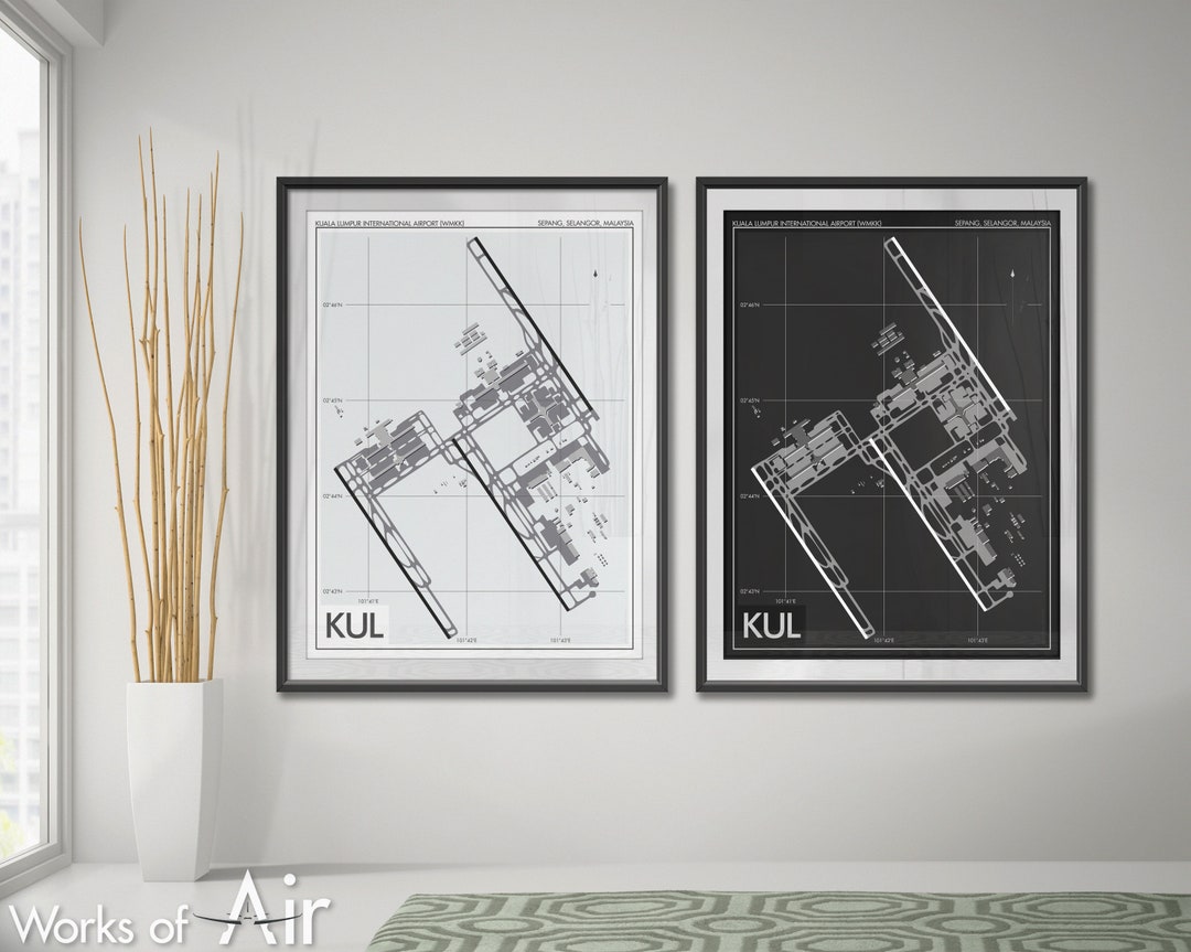 Kuala Lumpur International Airport Art Print, KUL WMKK Airport Map ...