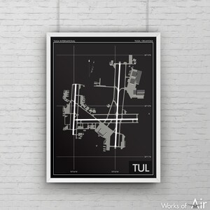 Tulsa International Airport Art Print, TUL Airport Map Poster, Aviation ...