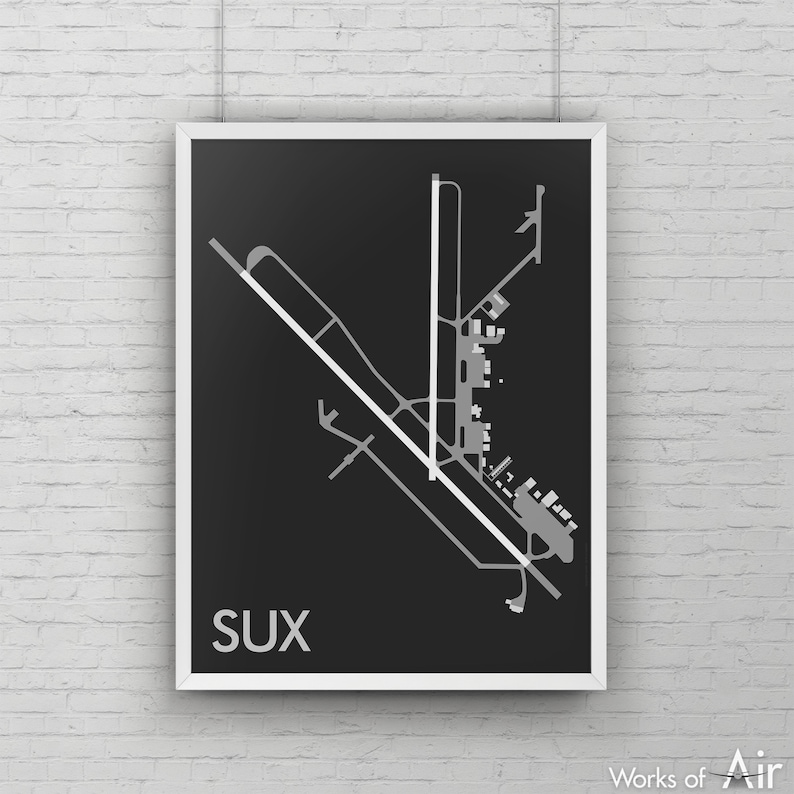 Sioux City Gateway Minimal Airport Art, SUX Airport Map Poster ...