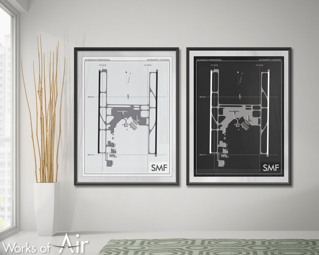 Sacramento International Airport Art Print, SMF Airport Map Poster ...