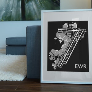 Newark Liberty Minimal Airport Art Print, EWR Airport Map Poster ...