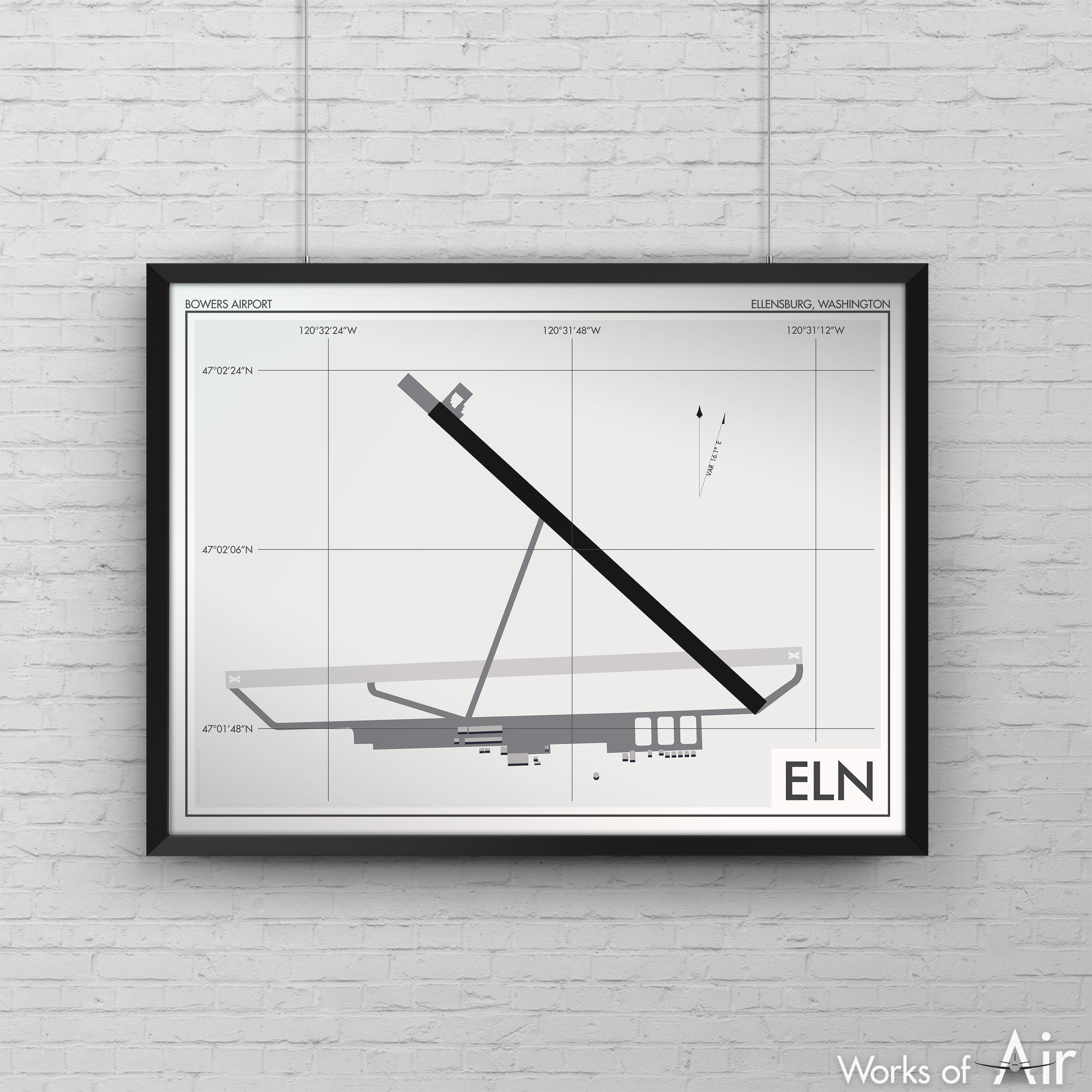 Bowers Airport Art Print ELN Airport Map Poster Aviation - Etsy