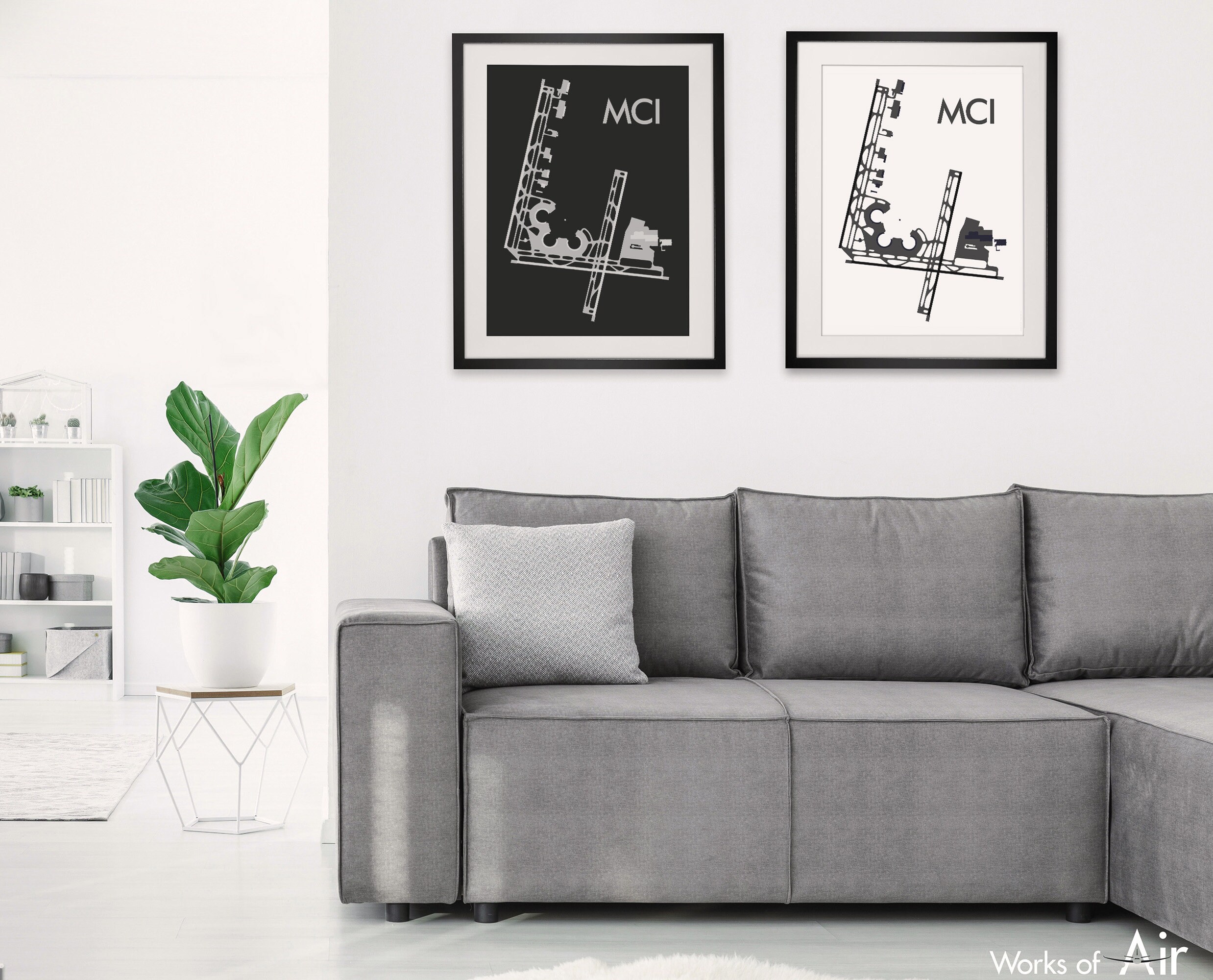 Kansas City International Minimal Airport Art Print, MCI Airport Map ...