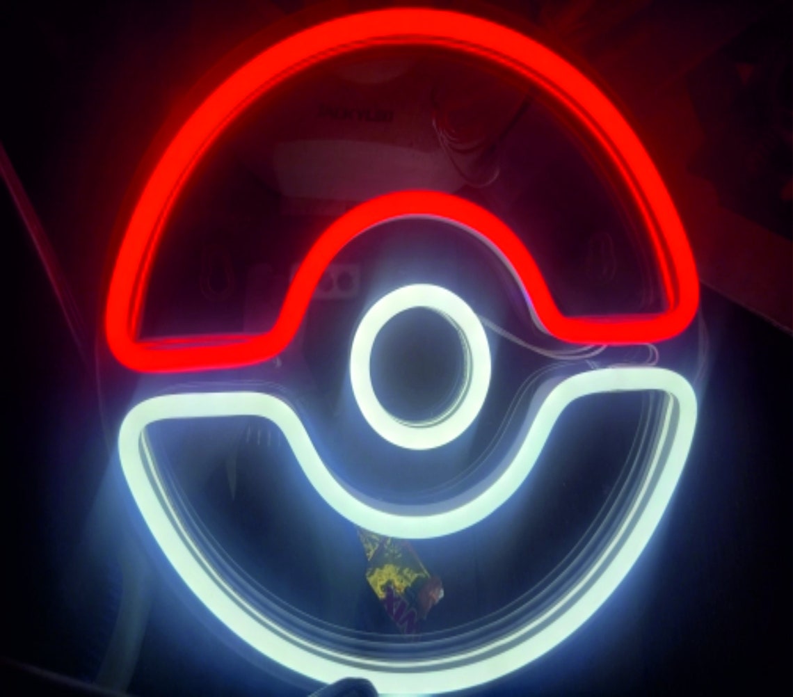 Poke Ball Neon Sign Game Room Bedroom Wall Decoration Led - Etsy
