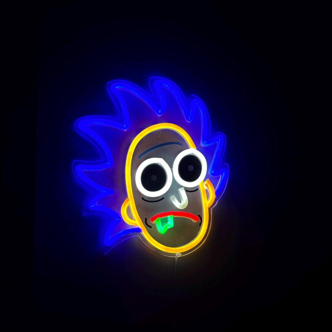Rick and Morty Neon Sign, Wall Art Rick's Head, Perfect Neon Gift for ...