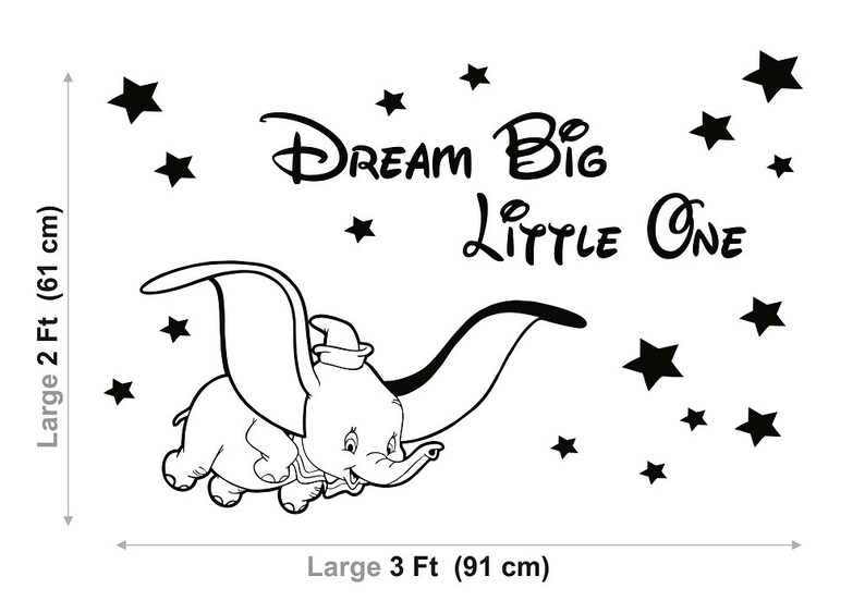 Dumbo Wall Sticker Disney Wall Decal Elephant Cartoons Etsy
