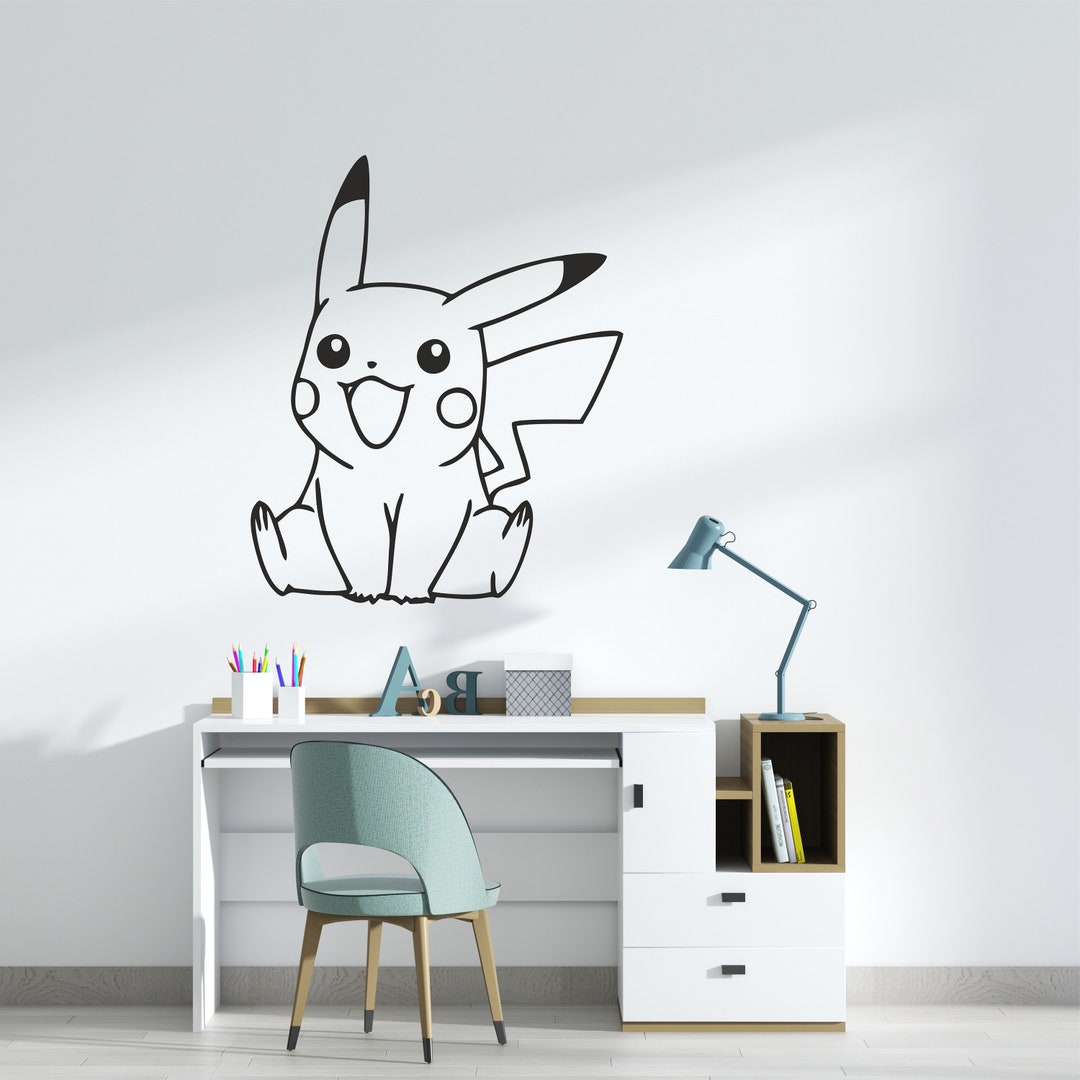 Pokemon Wall Sticker, Similar to Pikachu Character, Wall Decal, Bedroom ...
