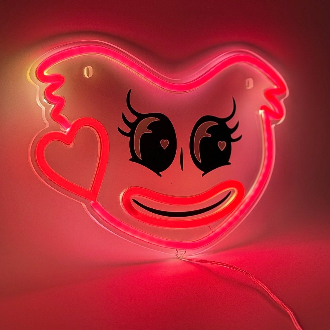 Kissy Missy Neon Sign, Horror, Video Game Fan, Pink Kissy Missy, Poppy ...