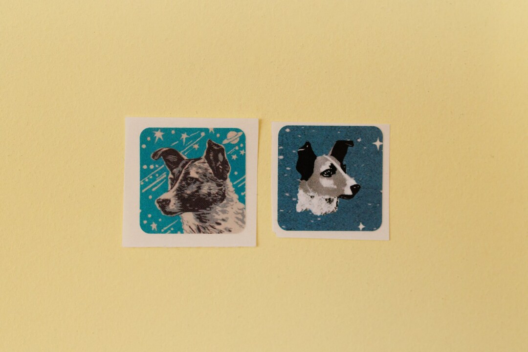 MINI Laika Space Dog Sticker Set / Laika Portrait Sticker - Etsy
