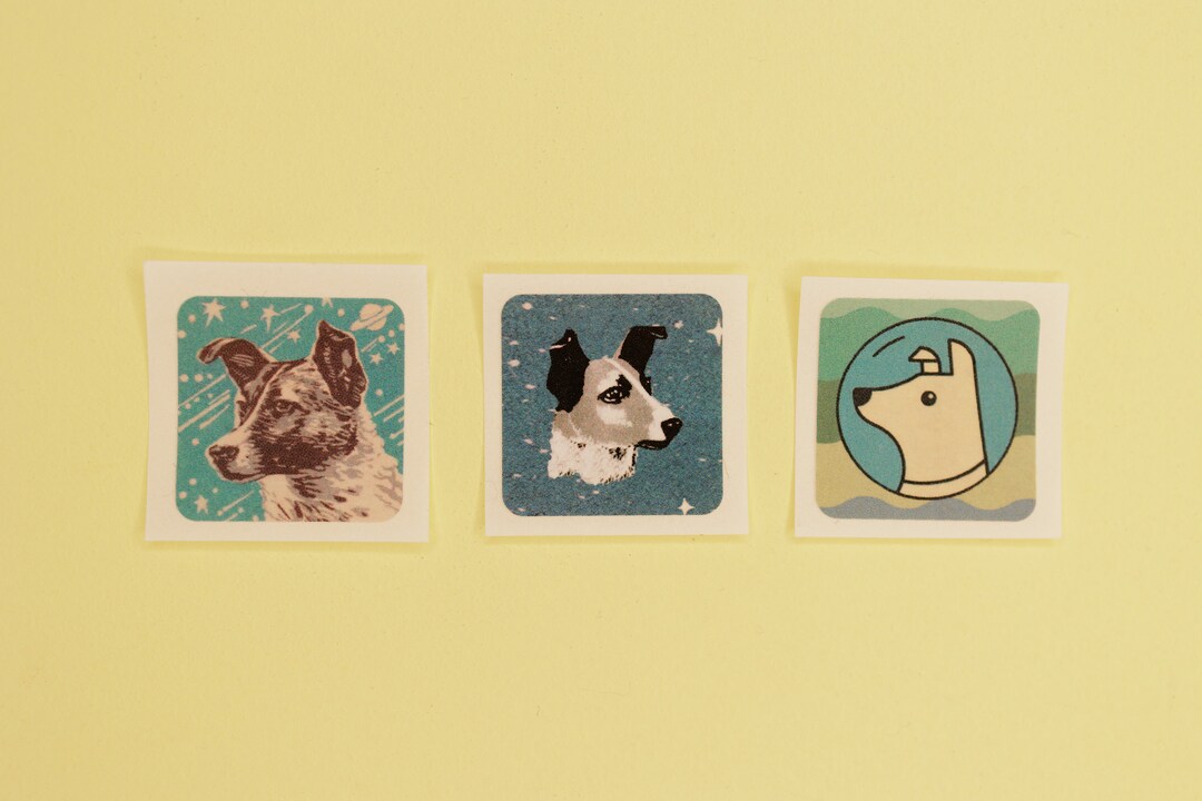 MINI Laika Space Dog Sticker Set of 3 / Laika Portrait Sticker USSR ...