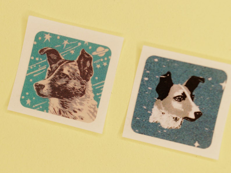 MINI Laika Space Dog Sticker Set of 3 / Laika Portrait Sticker USSR ...