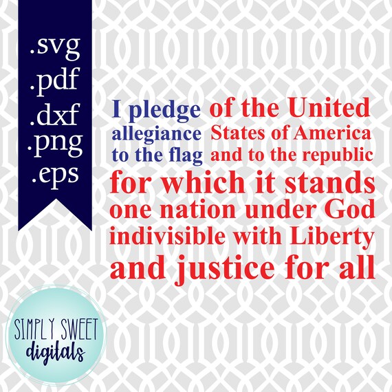 Pledge Of Allegiance Svg American Flag Svg 4th Of July Svg Etsy Canada