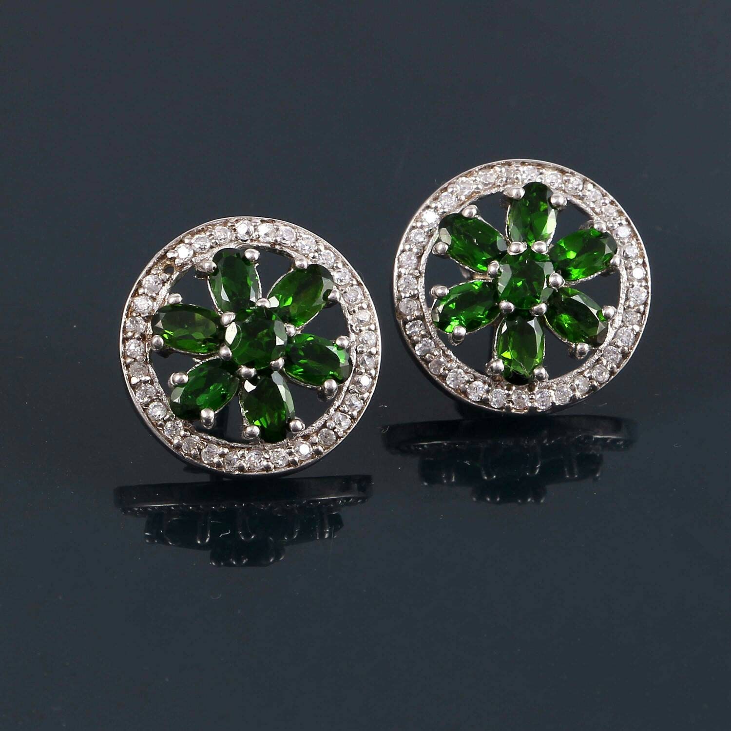 Beautiful Chrome Diopside Earring with 925 Sterling Silver For | Etsy