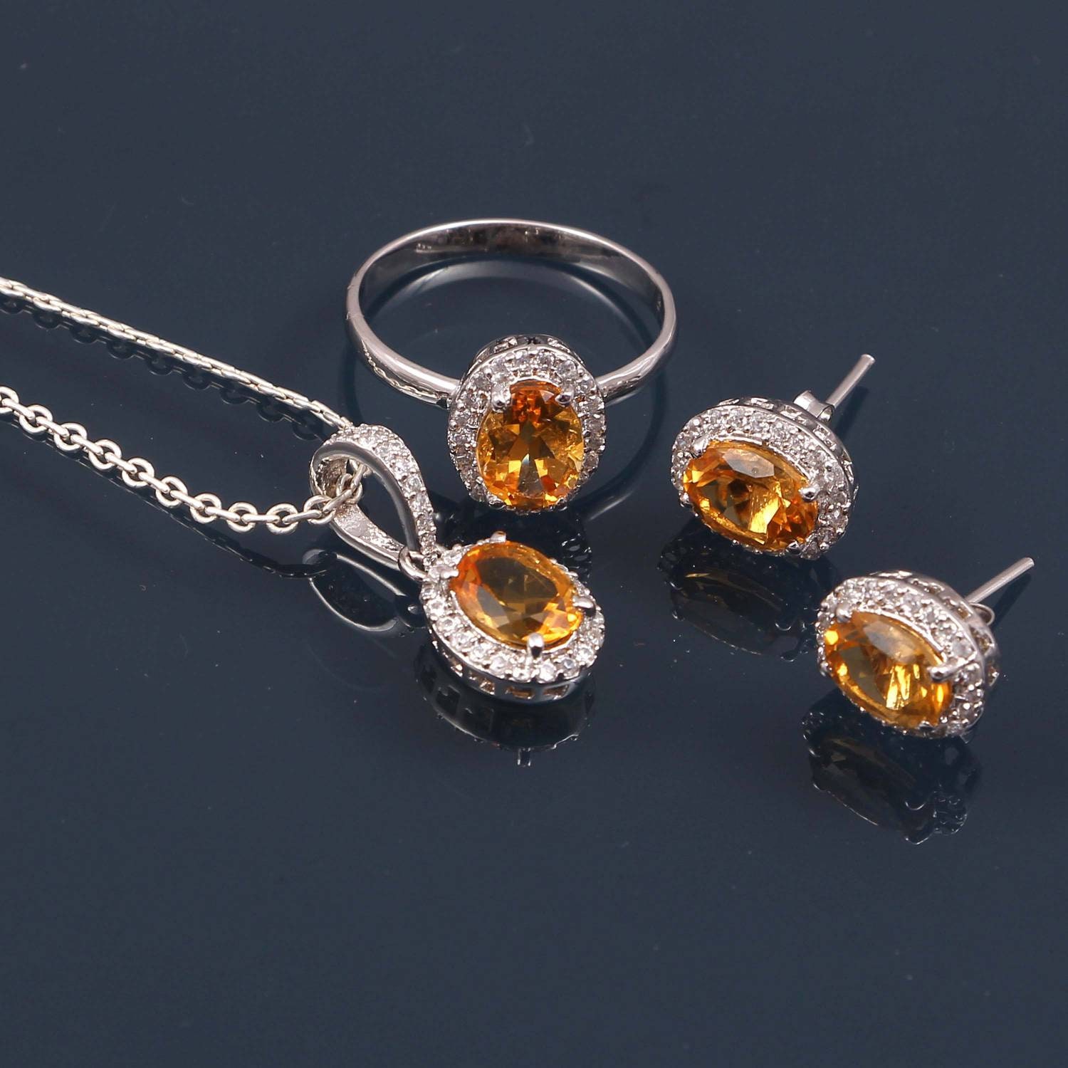 Beautiful Citrine Bridal Set/wedding Set/silver Citrine - Etsy