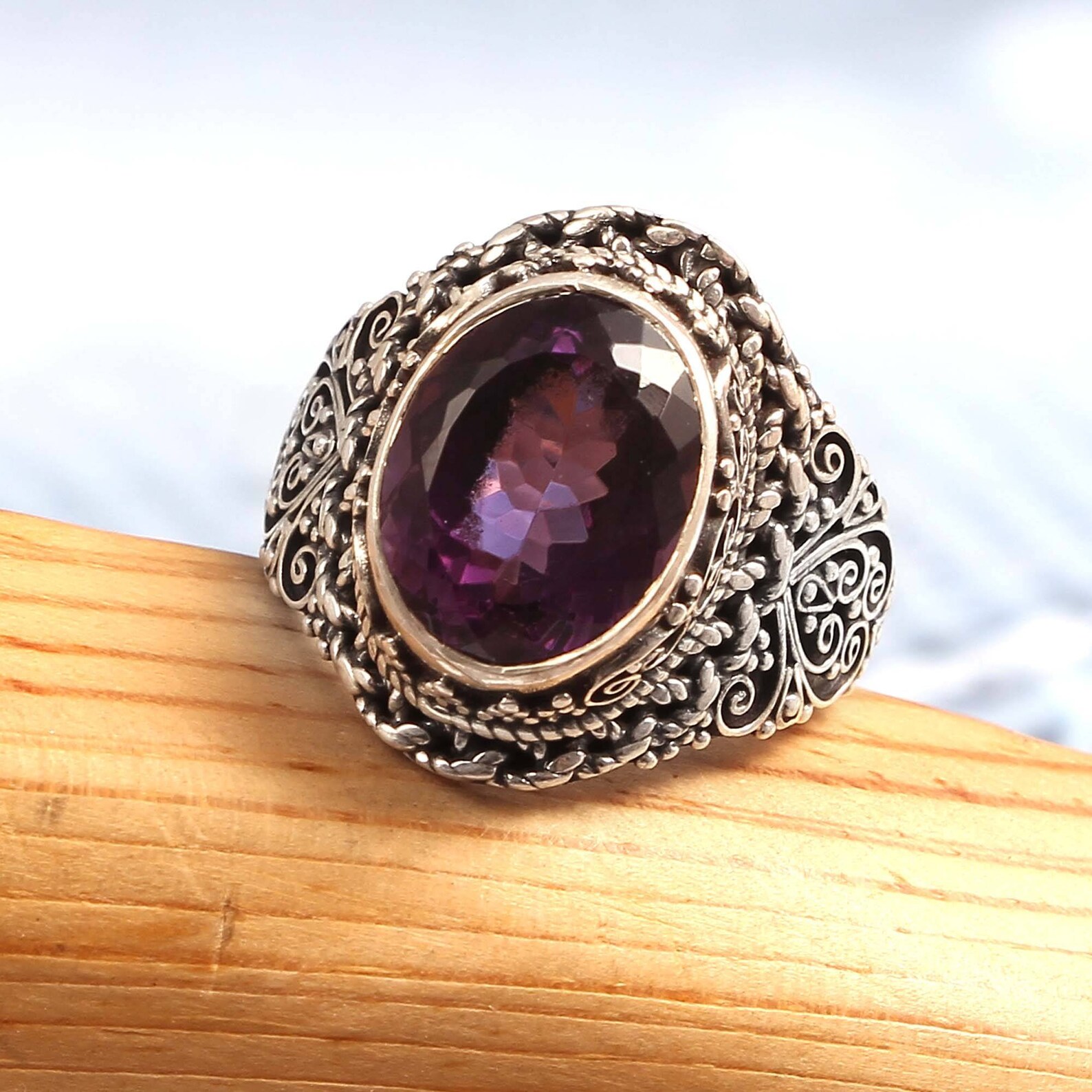 Nepali Handmade Amethyst Ring for Girls-bohomian - Etsy