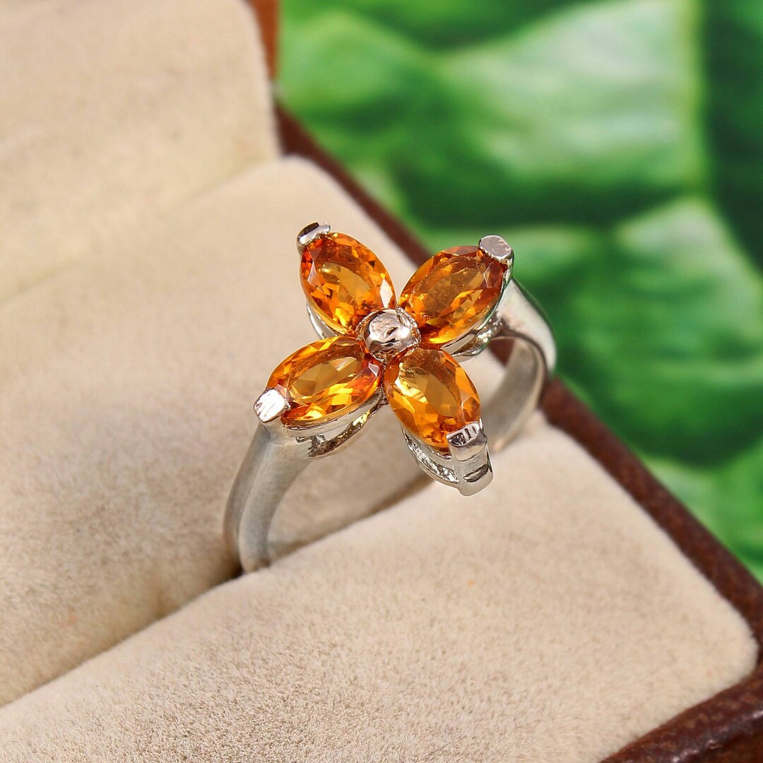Four Stone Citrine Ring for Girls-gemstone - Etsy UK