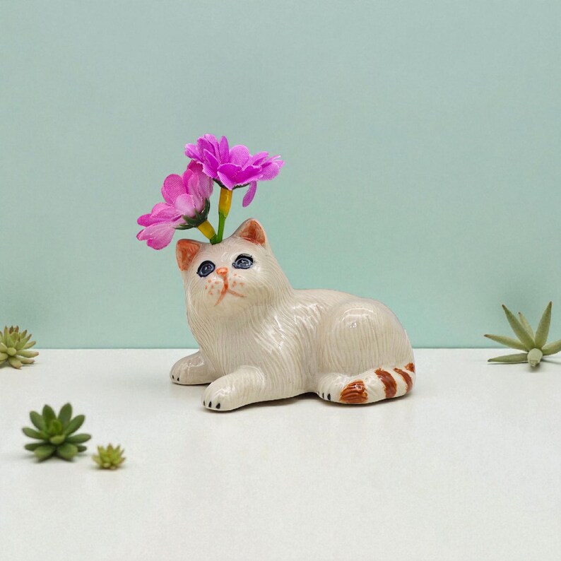 Handmade Ceramic Cat Vase: Whimsical Home Decor - Gift for Cat Lovers ...
