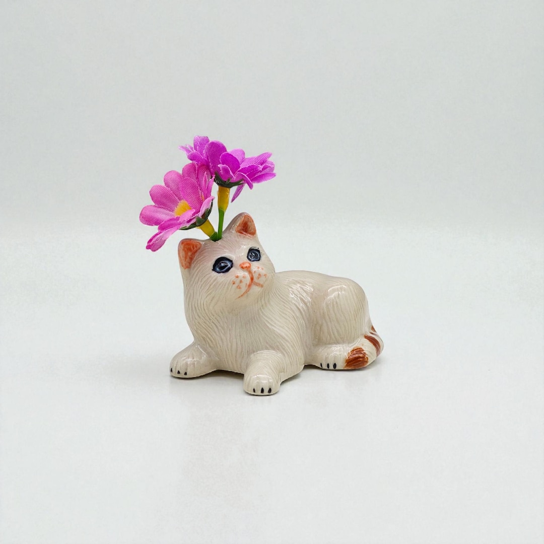 Handmade Ceramic Cat Vase: Whimsical Home Decor - Gift for Cat Lovers ...