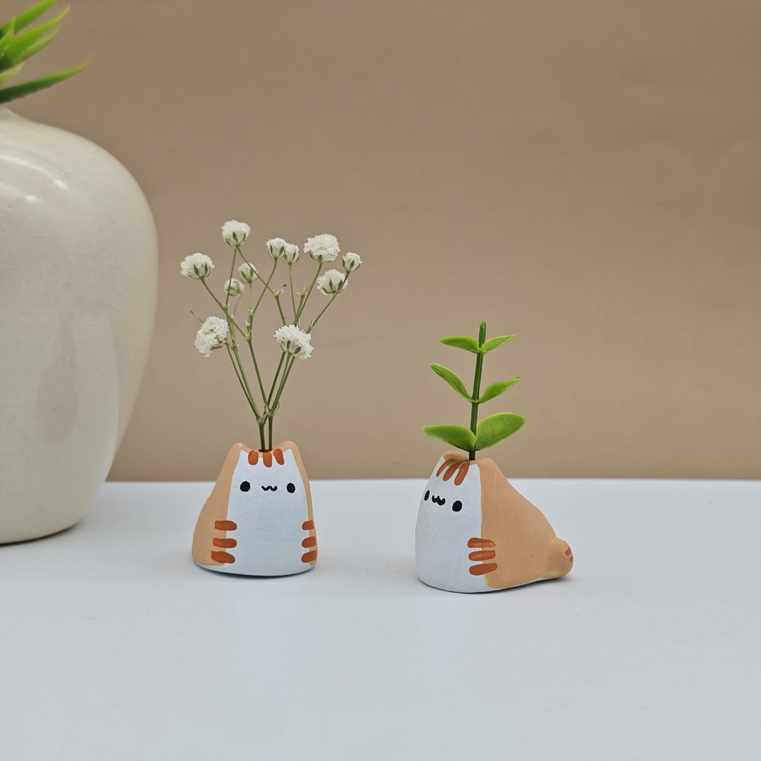 Cat Mini Bud Vase-miniature Cat Vase for Flowers-tiny Miniature Cat ...