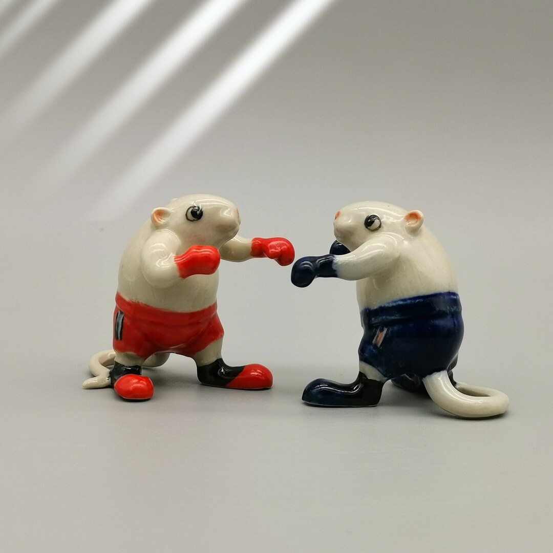 Rat Figurine, Red and Blue Muay Thai Rat Statue, Birthday Gift - Etsy