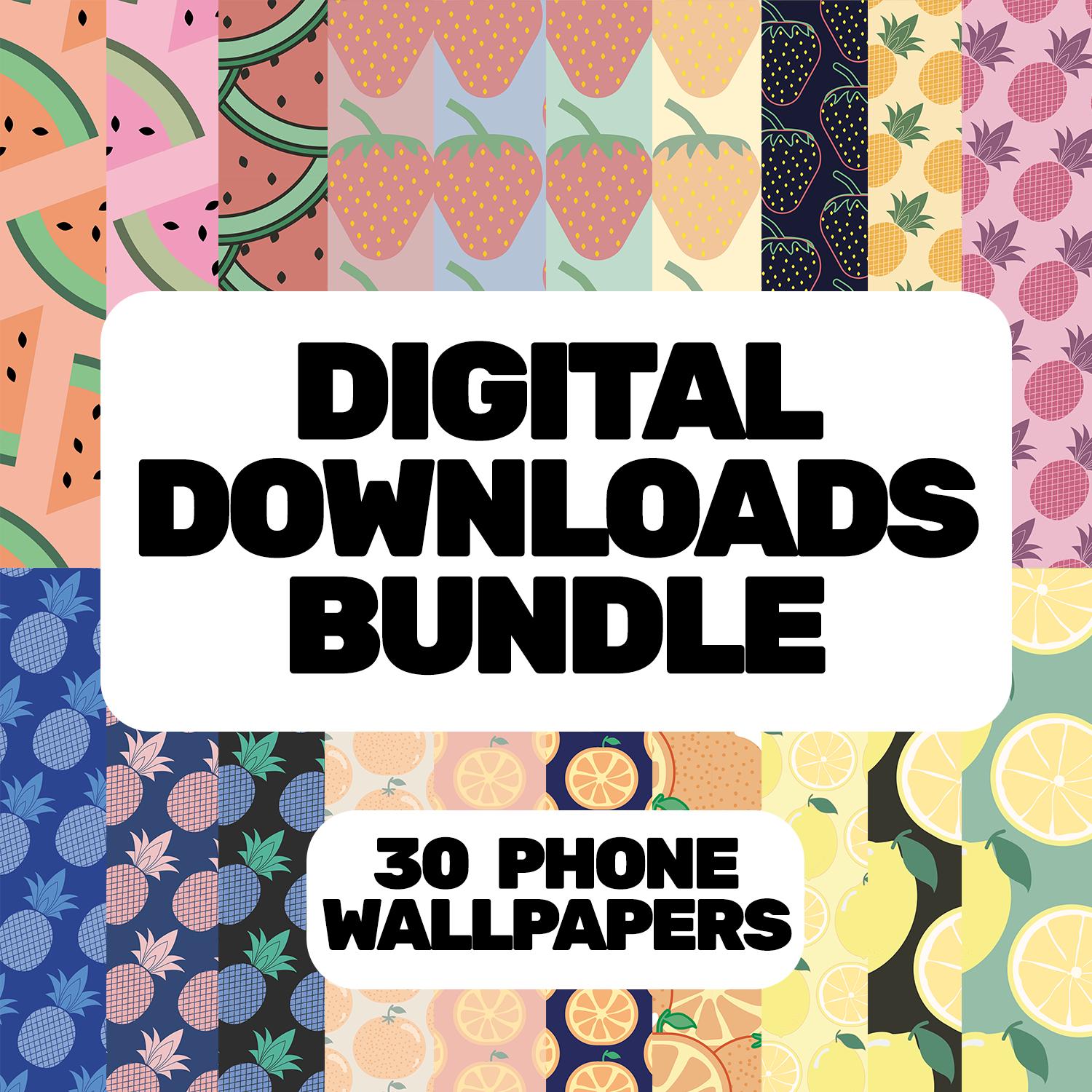 Cute Fruit Pattern Phone Wallpaper Background (30 Set Bundle) | DIGITAL ...