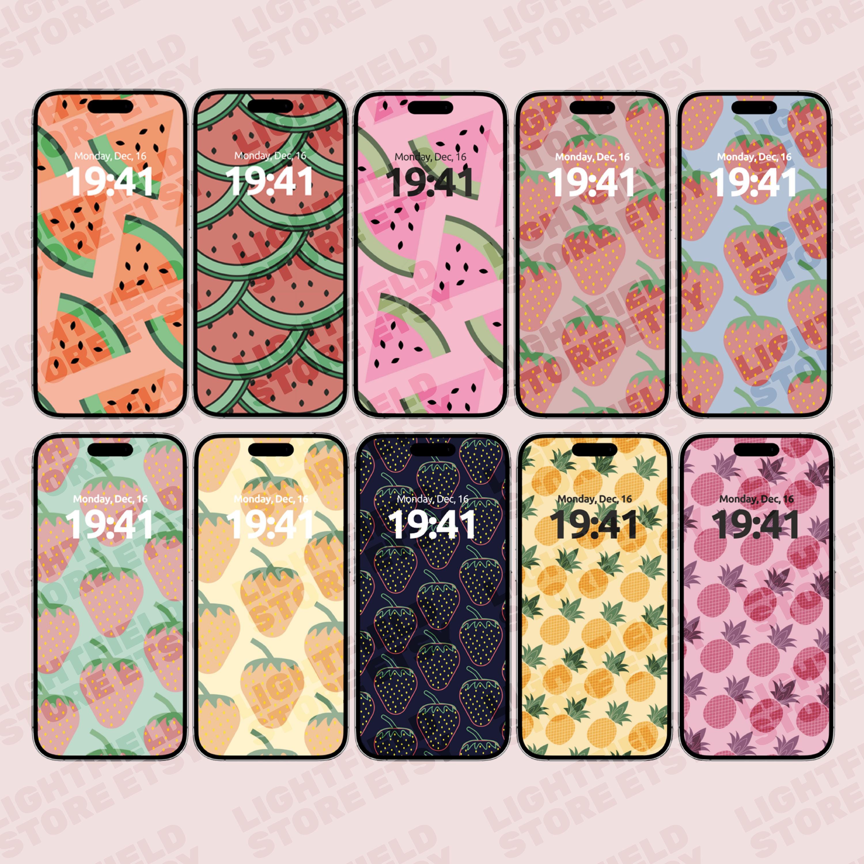 Cute Fruit Pattern Phone Wallpaper Background (30 Set Bundle) | DIGITAL ...