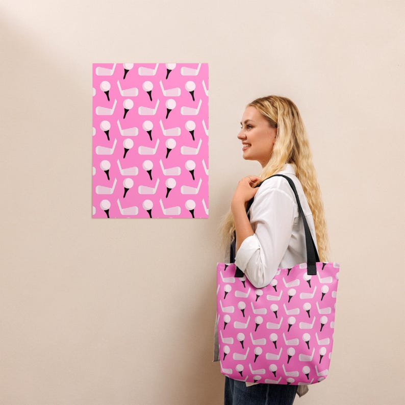 Golf Pattern pink Tote Bag - Etsy