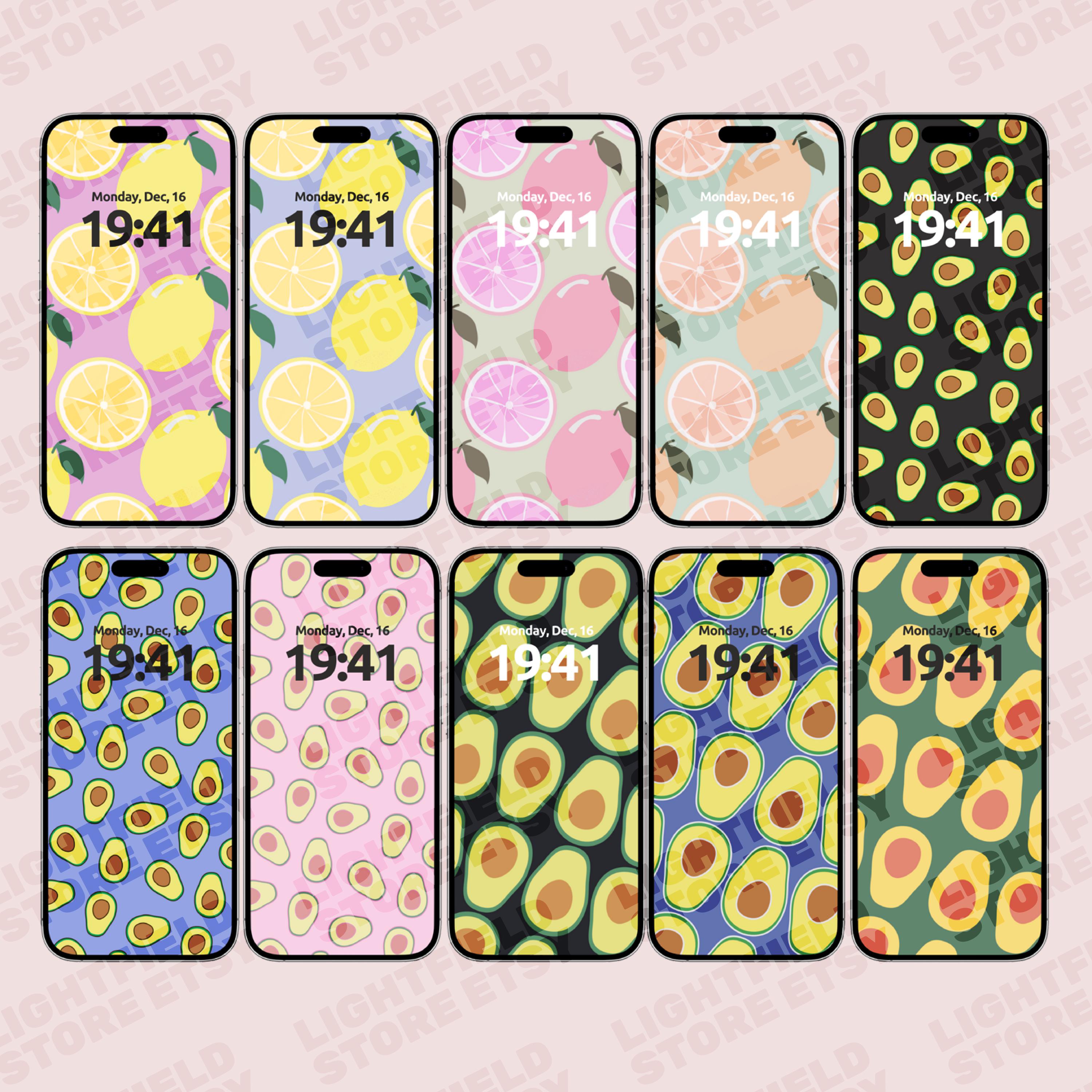 Cute Fruit Pattern Phone Wallpaper Background (30 Set Bundle) | DIGITAL ...