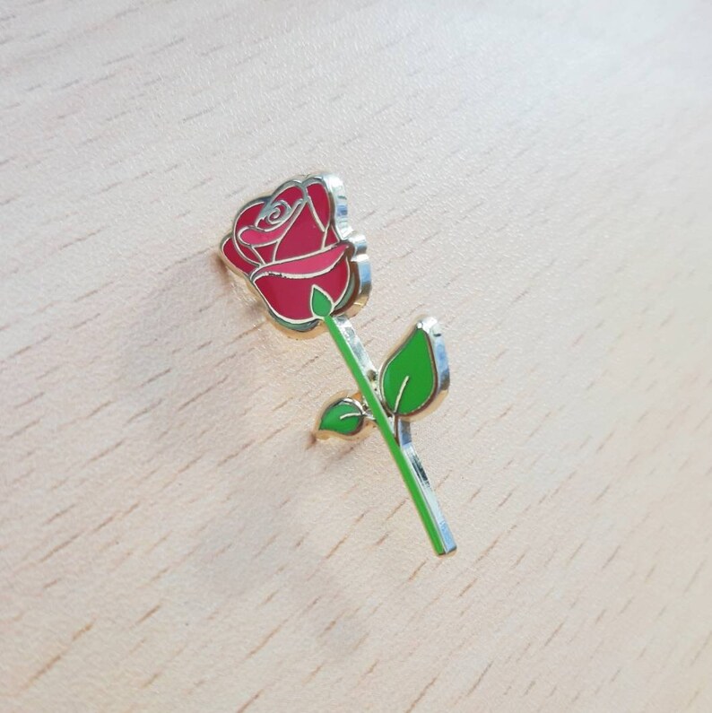 Rose Pin Pink Rose Red Rose Flower Pin Floral Enamel Etsy